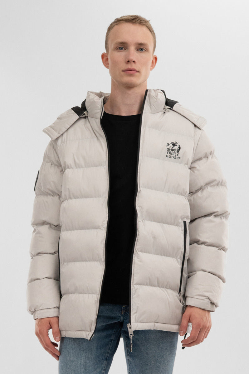 Super Triple Goose Zip Off Sleeve Bomber Jacket - Stone