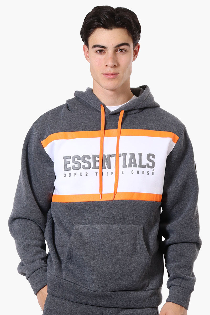 Essentials Super Triple Goose Striped Logo Hoodie - Grey